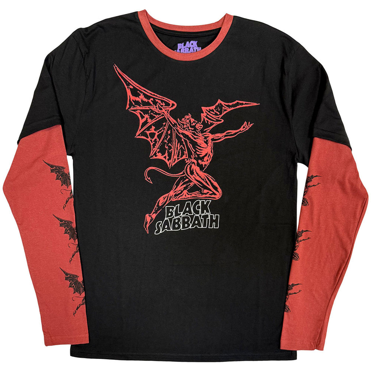 Black Sabbath "Red Henry" Red / Black Layered Long Sleeve T Shirt ...