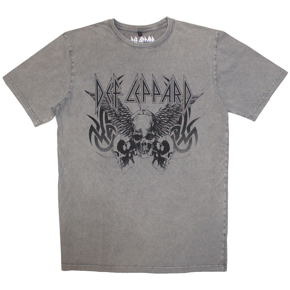 Def Leppard "Tribal Skull" Grey Stone Wash T shirt – Earache Records Ltd