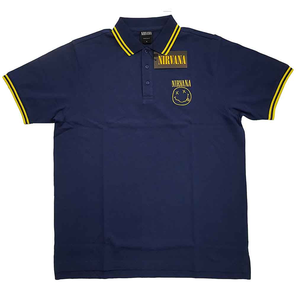 Nirvana "Smiley Logo" Navy Blue Polo Shirt – Earache Records Ltd